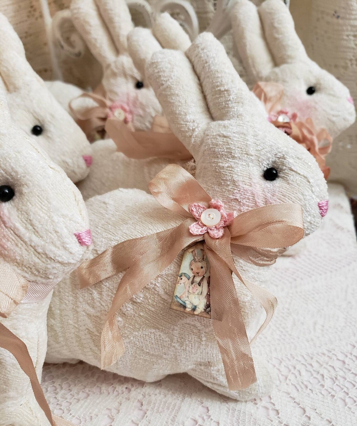 Made to Order Cream Colored Bunny With Seam Binding Bow - Etsy
