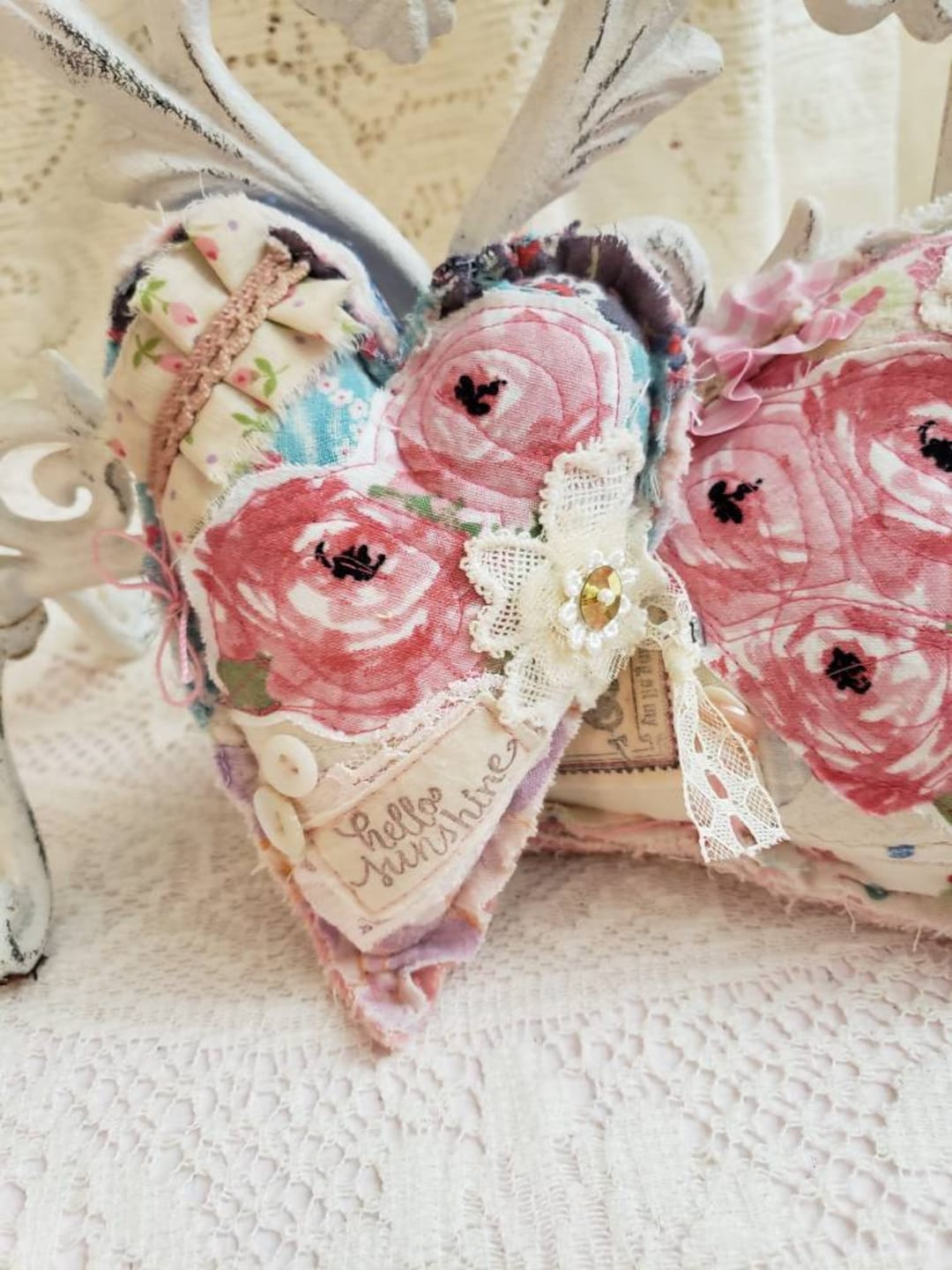 Prim Heart Shaped Vintage Pink Floral Quilt Pincushion Bowl - Etsy Canada