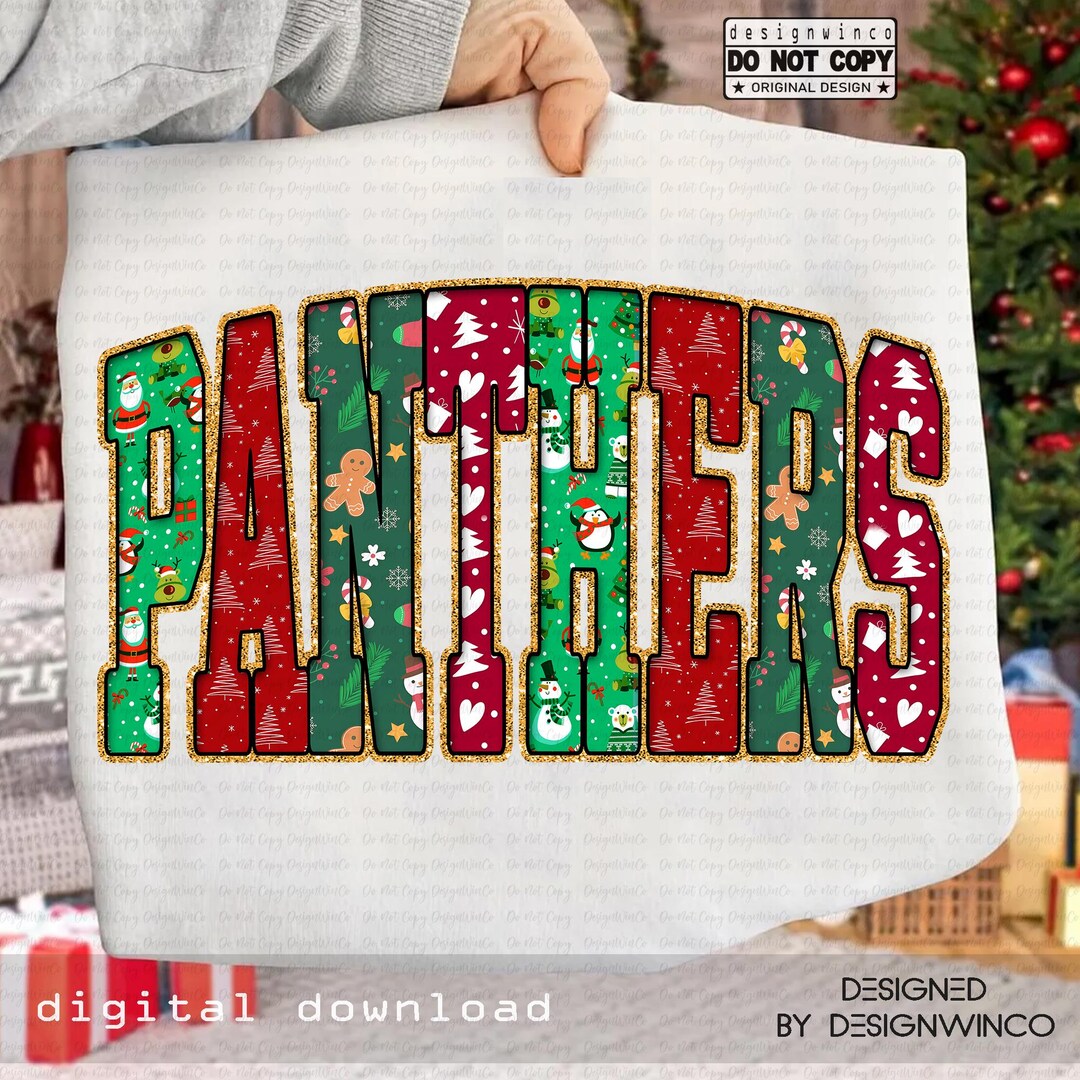 Panthers Christmas PNG, Santa Mascot Sport Sublimation, Red Green ...