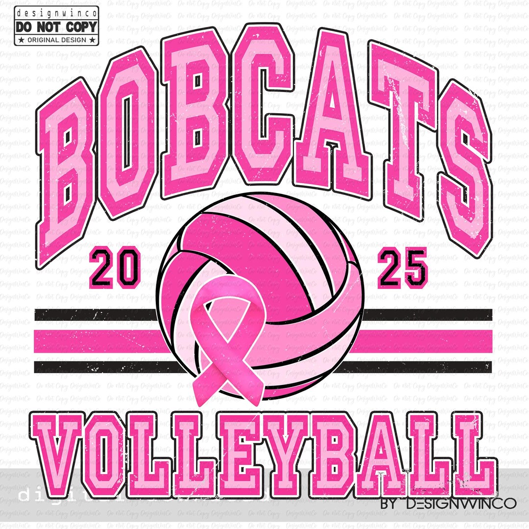 Pink Out Bobcats Volleyball PNG, Breast Cancer Awareness Ribbon ...