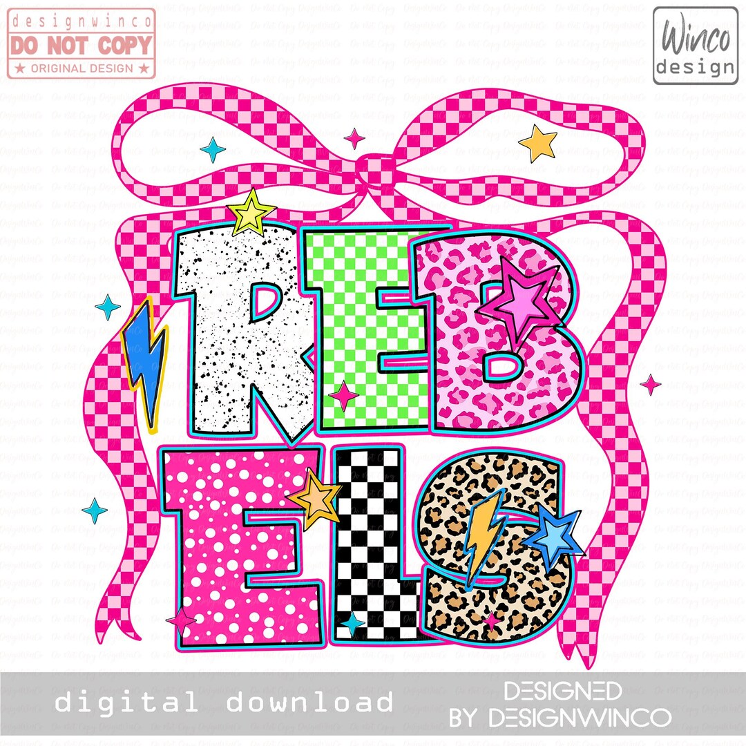 Rebels Mascot PNG Retro Y2K Leopard Lightning Star Cheer Shirt Design ...
