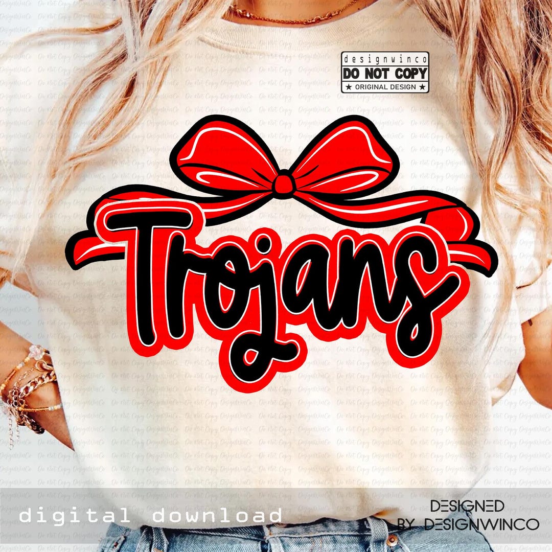 Trojans Mascot PNG, Cheer Bow PNG, School Spirit Team Pride Shirt ...