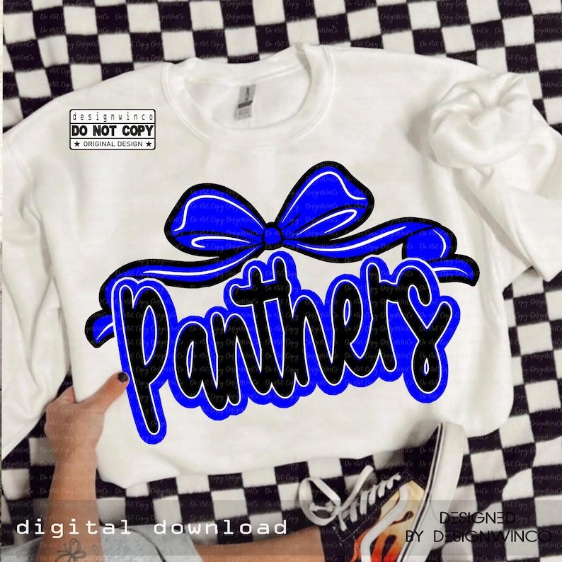 Panthers Mascot PNG, Cheer Bow PNG, School Spirit Team Pride Shirt ...