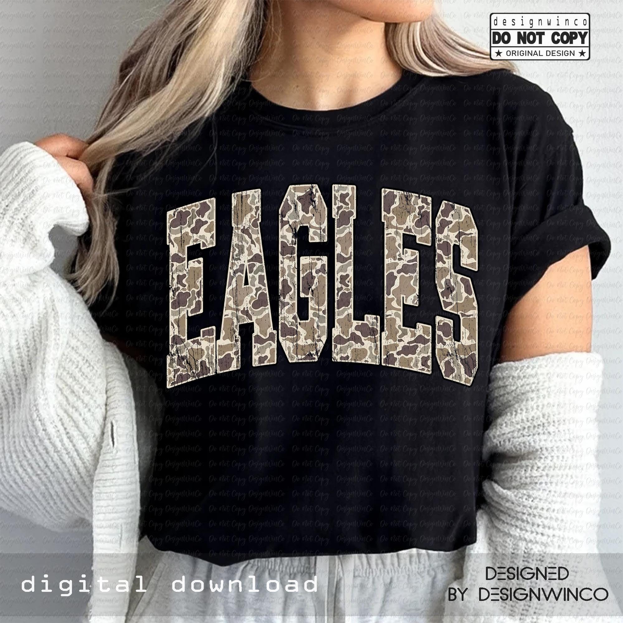 Eagles PNG, Camo Mascot PNG, Distressed Block Letters Design, School ...