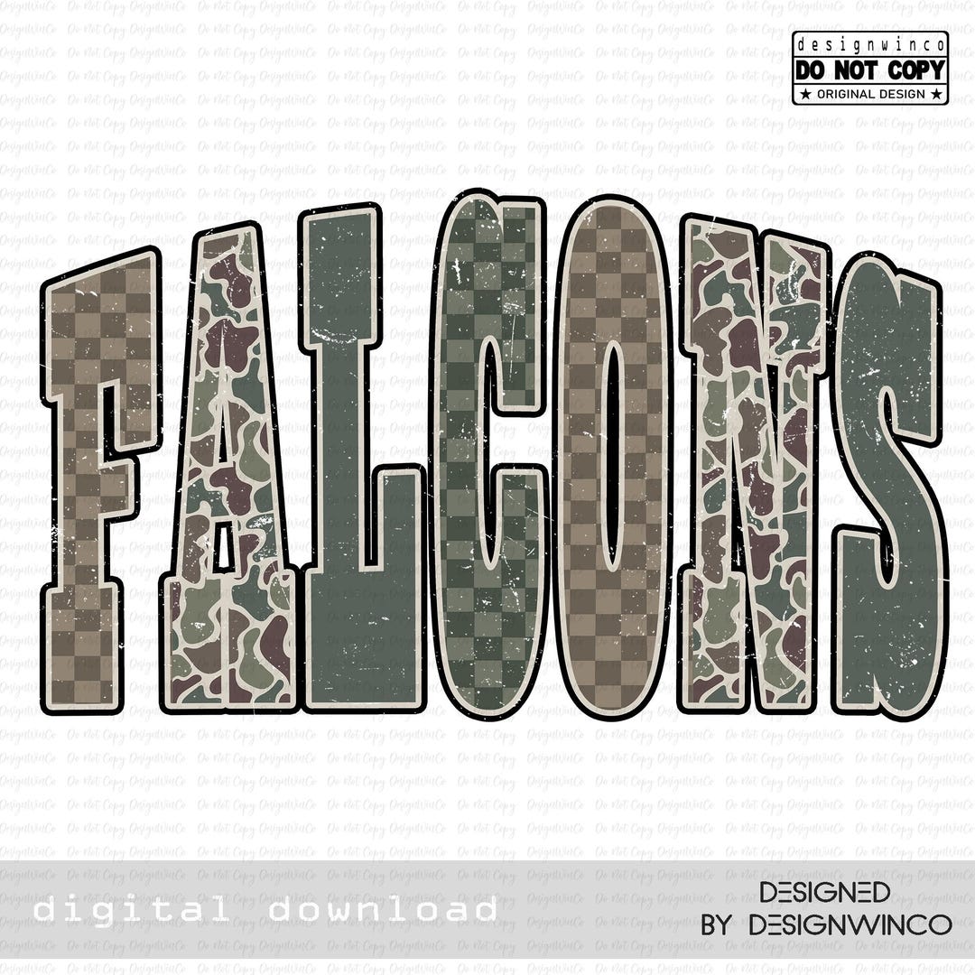 Falcons PNG, Camo Mascot Design, Distressed Varsity Team Spirit ...