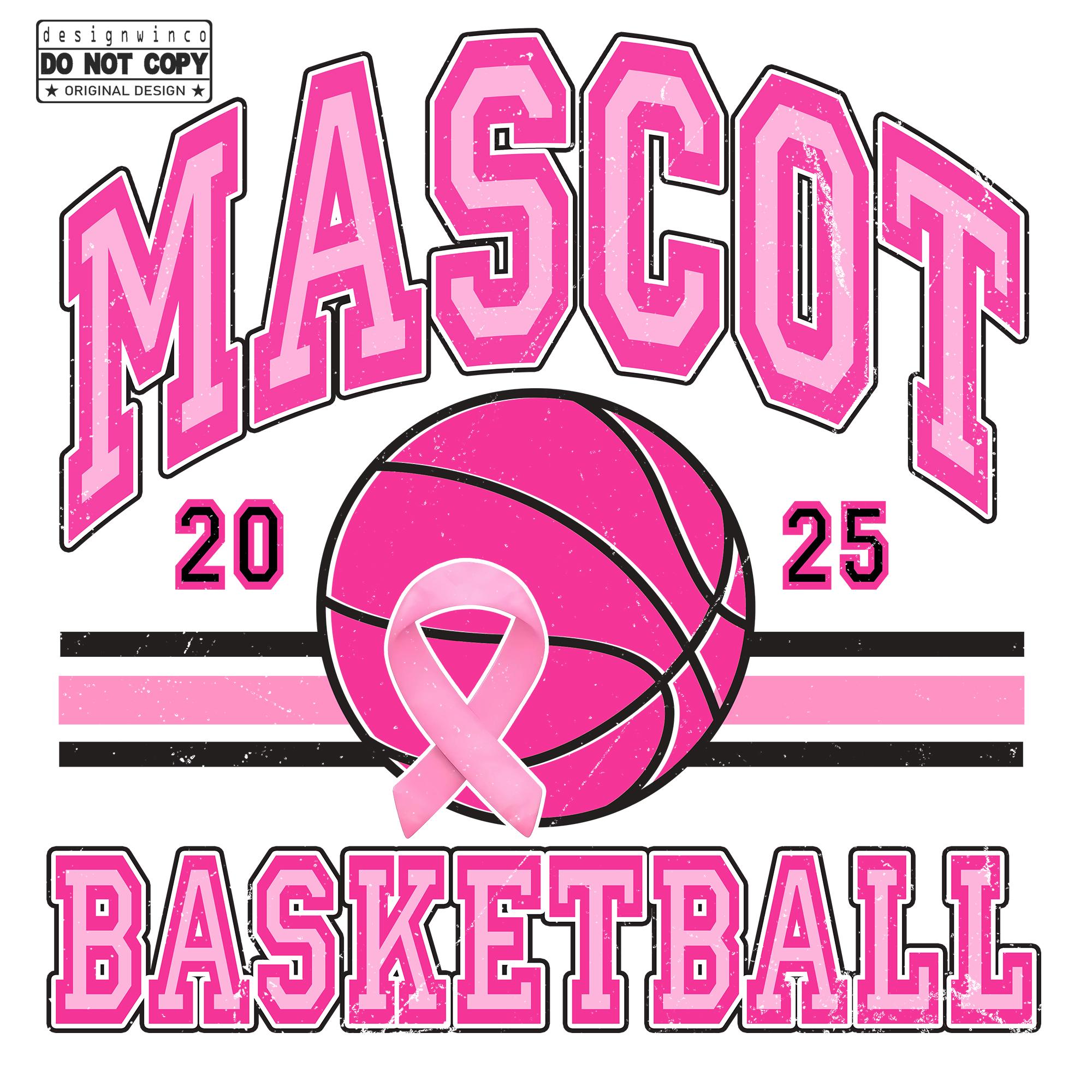 Custom Pink Out Mascot Basketball PNG, Breast Cancer Awareness Game Day ...