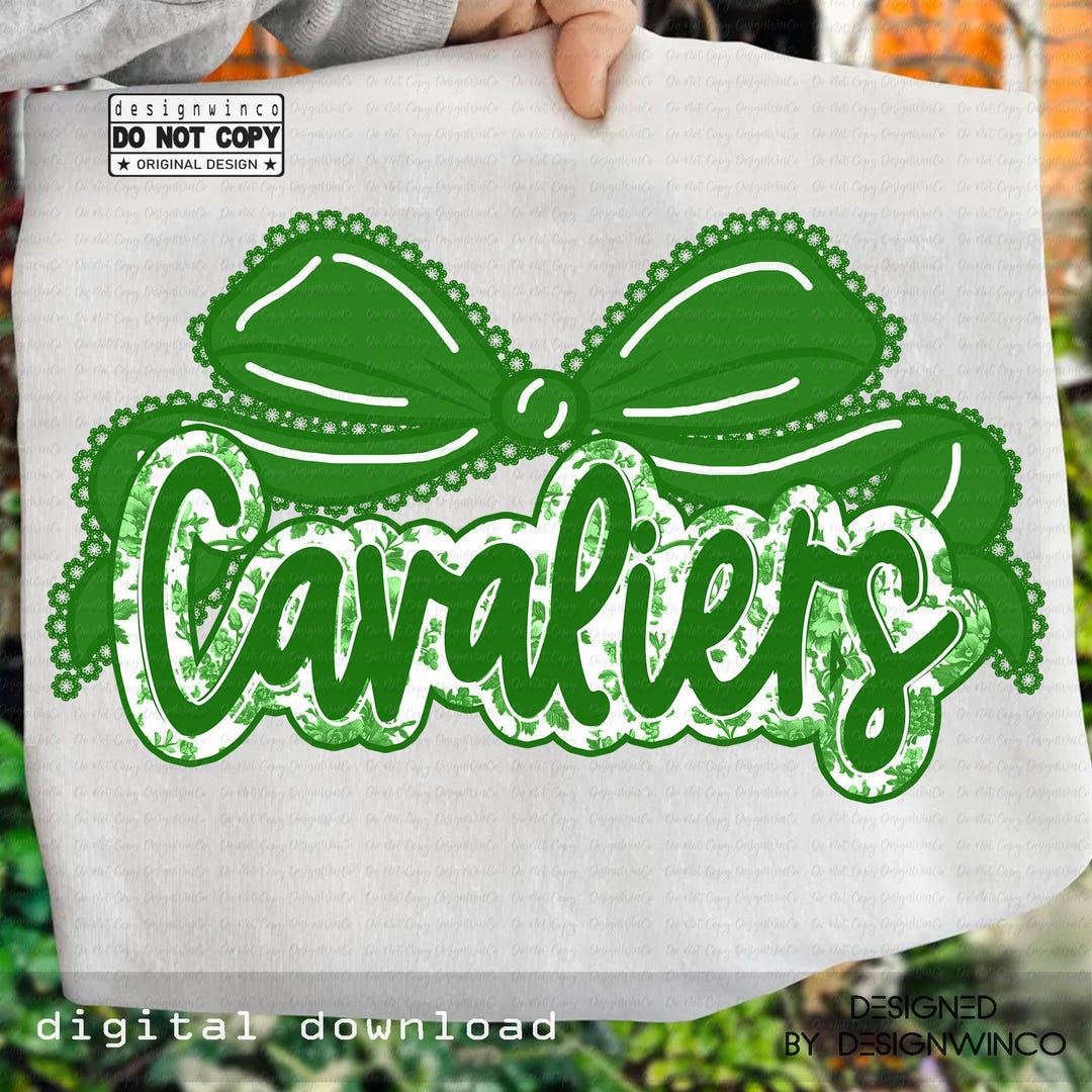 Cavaliers Mascot PNG, Coquette Floral Toile Bow Cavaliers Design ...