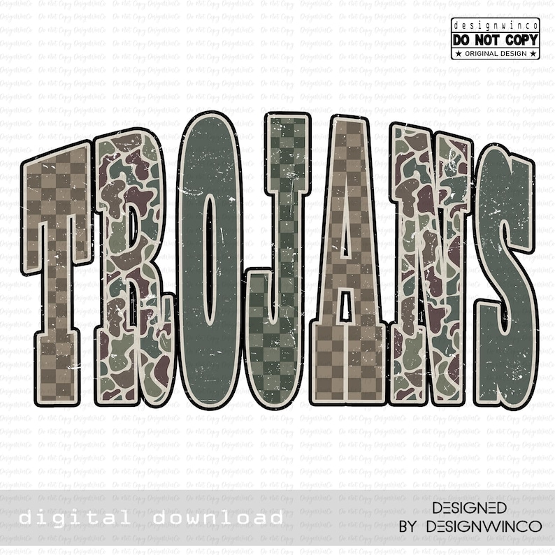 Trojans PNG, Camo Mascot Design, Distressed Varsity Team Spirit ...