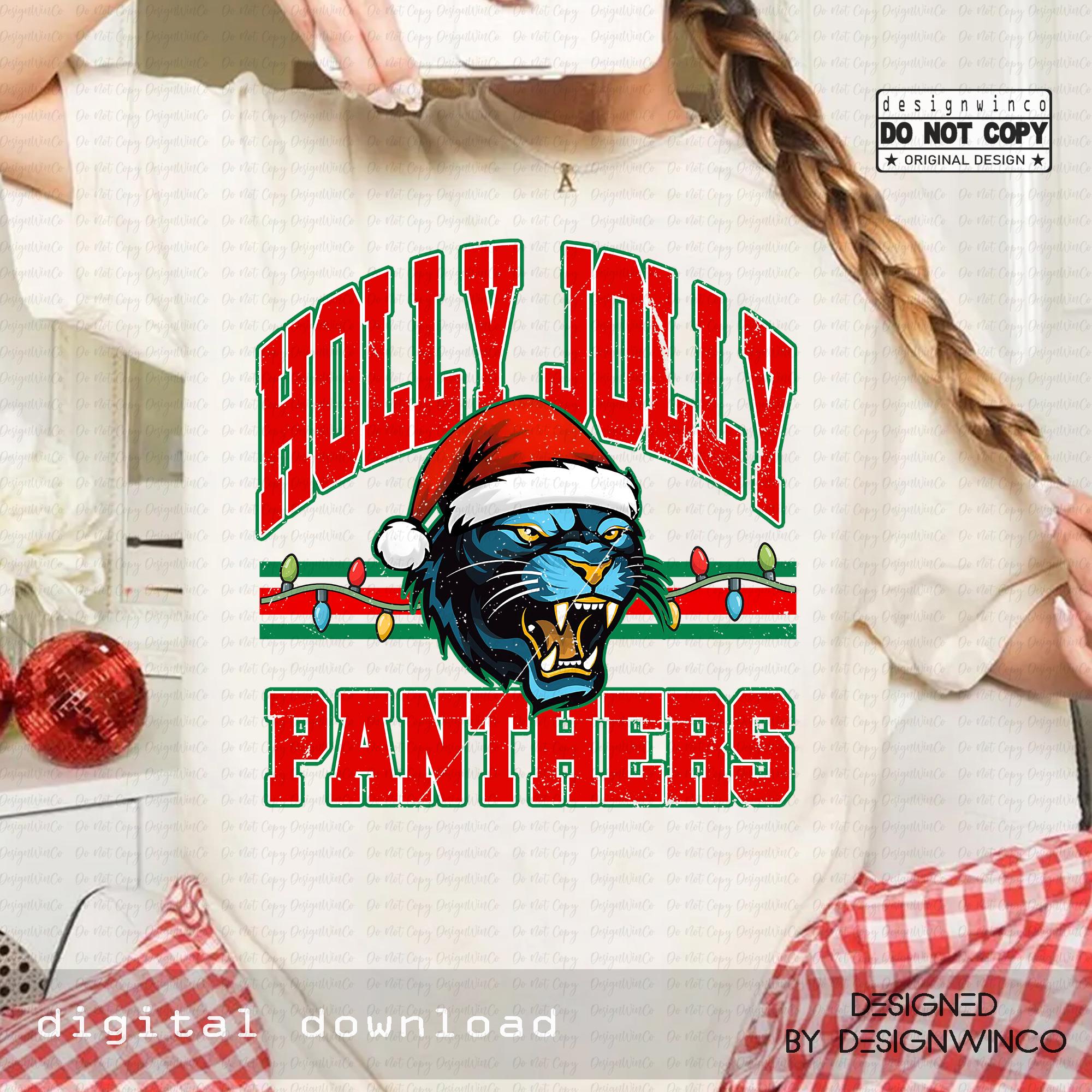 Holly Jolly Panthers PNG, Santa Hat Holiday Mascot Design With ...