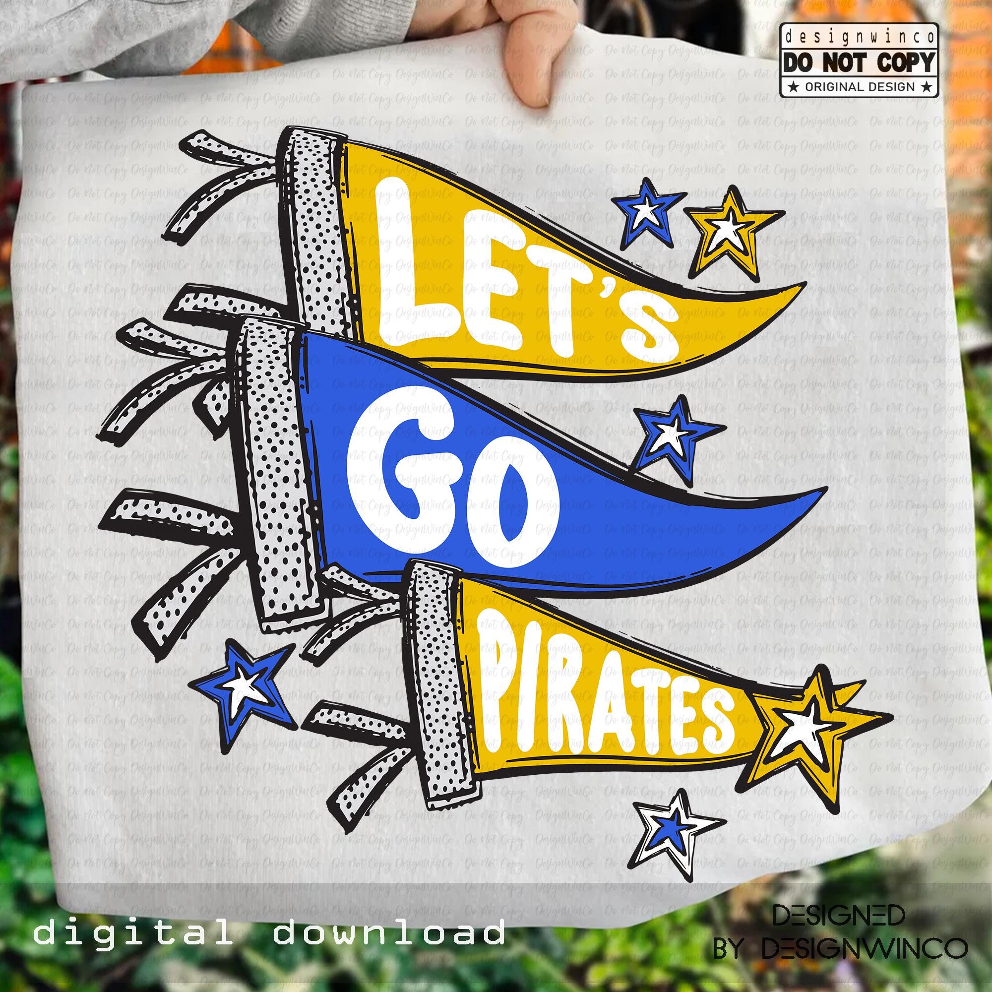 Pirates PNG, Retro Pennant Flag Mascot PNG, Let’s Go Pirates School ...