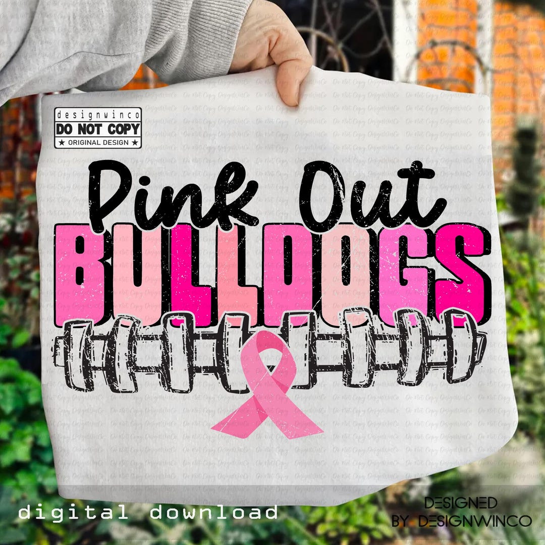 Pink Out Bulldogs PNG, Football Game Day Sublimation, Breast Cancer ...
