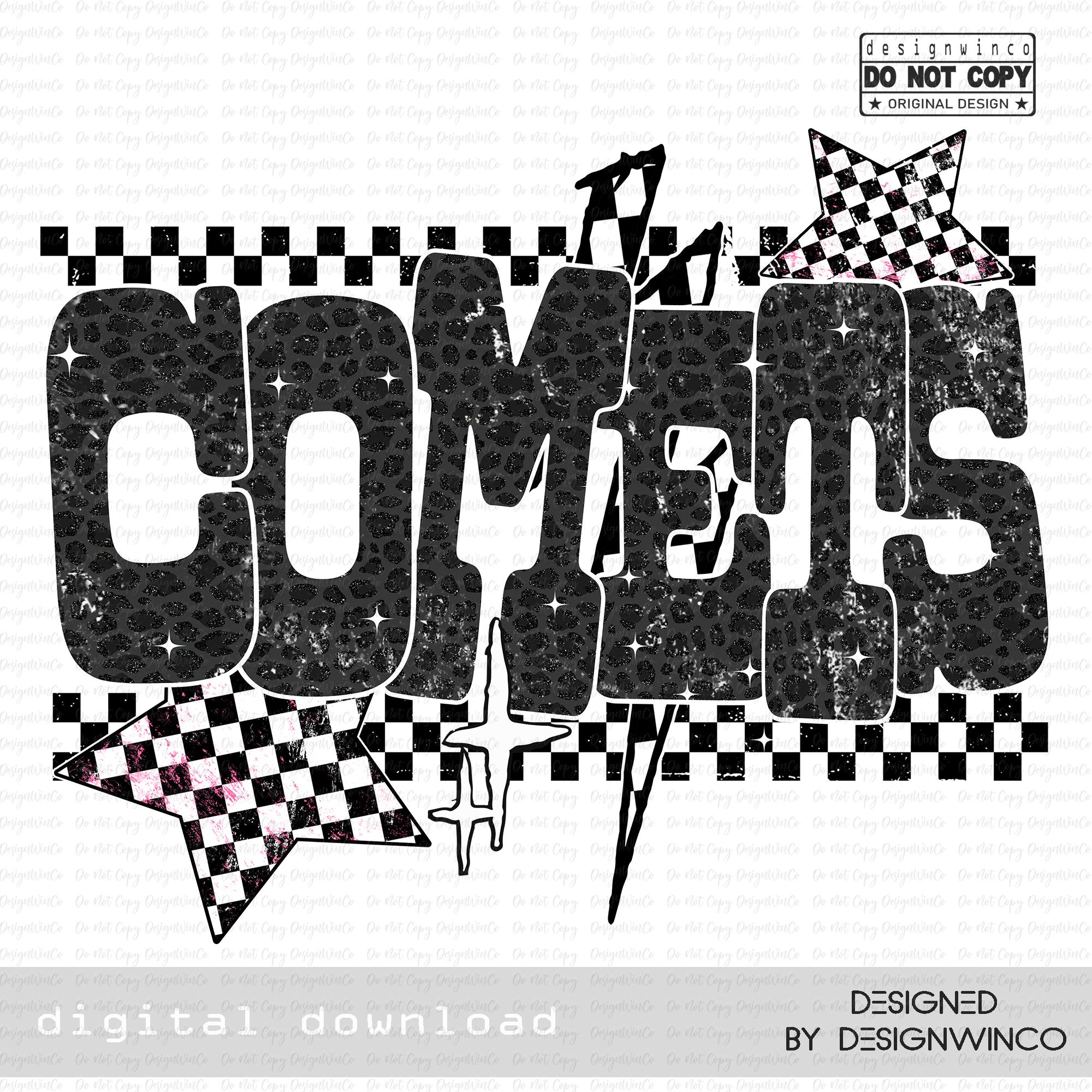 Comets Mascot PNG, Leopard Checkered Star Varsity Letters PNG, School ...