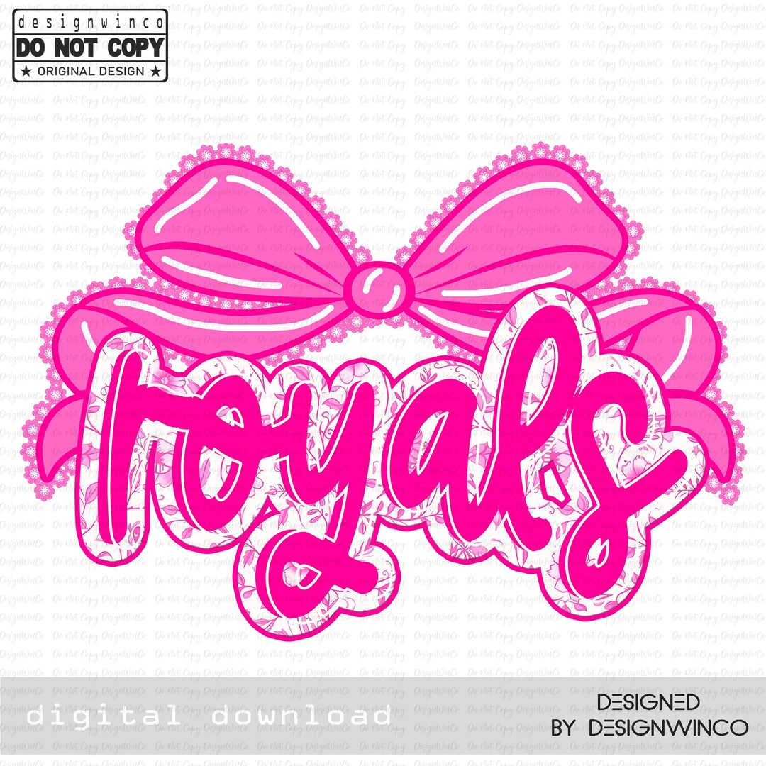 Royals Mascot PNG, Floral Toile Lace Bow PNG, Preppy Coquette School ...