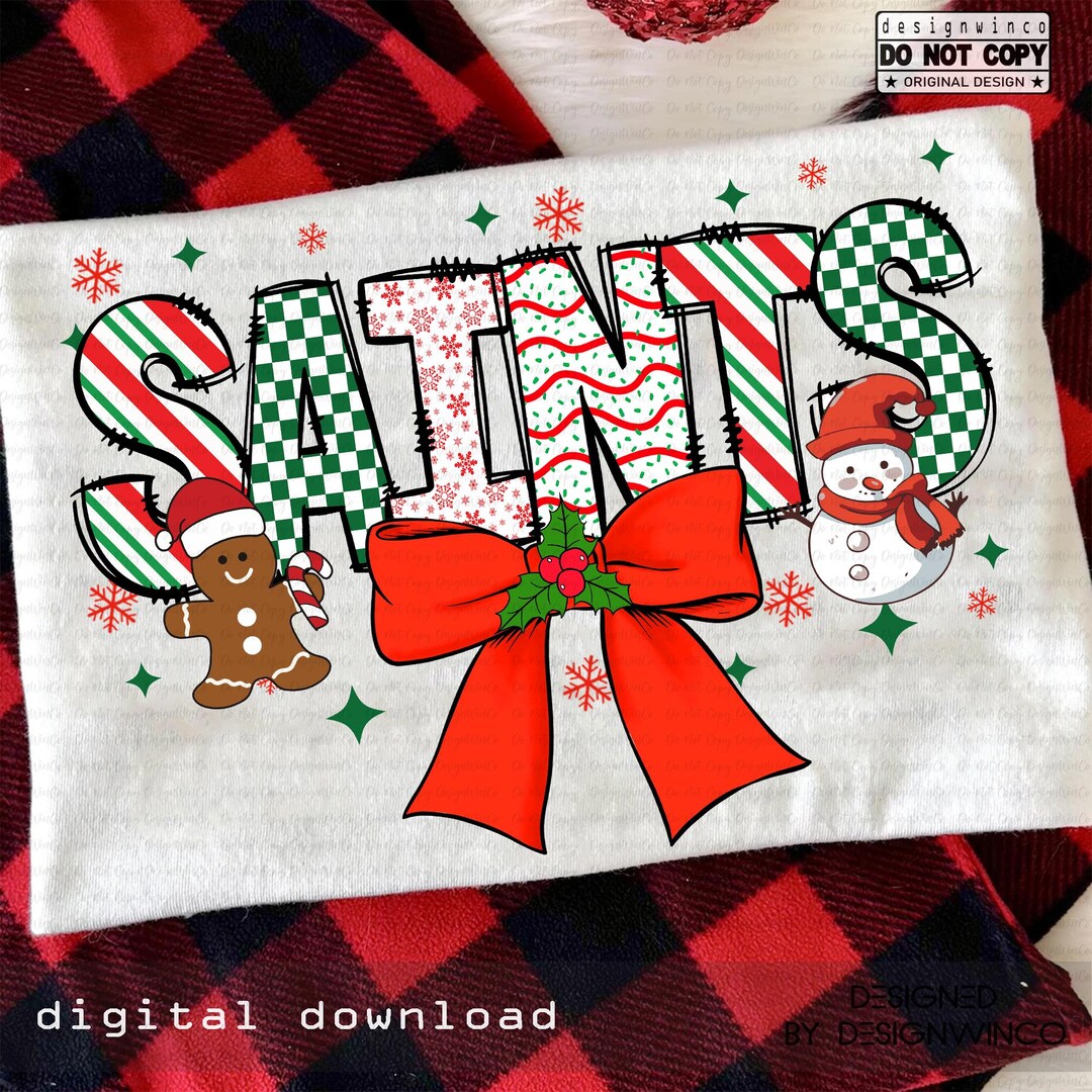 Saints Christmas PNG, Team Spirit School Mascot Holiday Sublimation ...