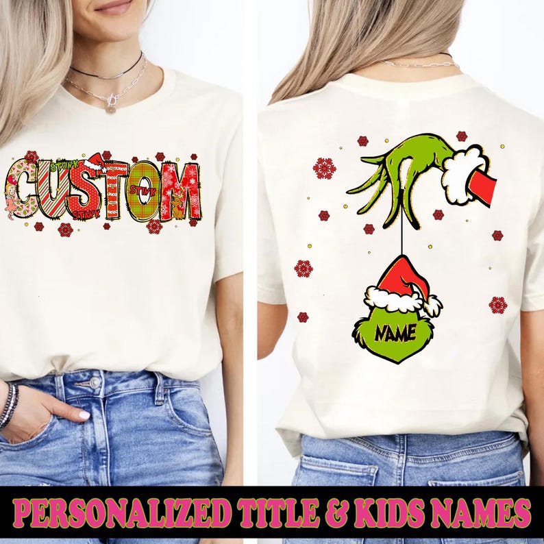 Custom Grinch Family PNG, Personalized Christmas Gift for Grandma Nana ...