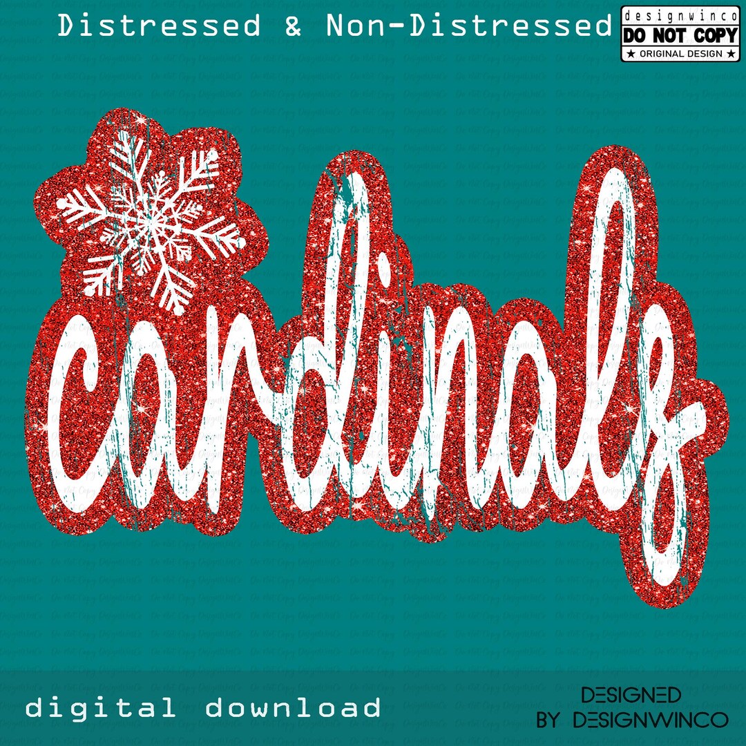 Cardinals PNG, Red Glitter Holiday Snowflake Mascot PNG, Retro ...
