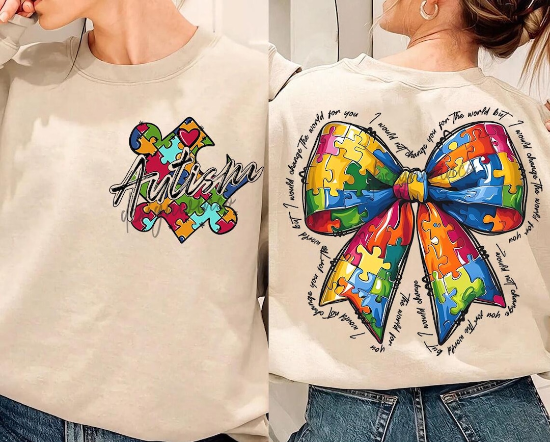 Autism Bow Png, Awareness Ribbon and Coquette Design, Sublimation Png ...