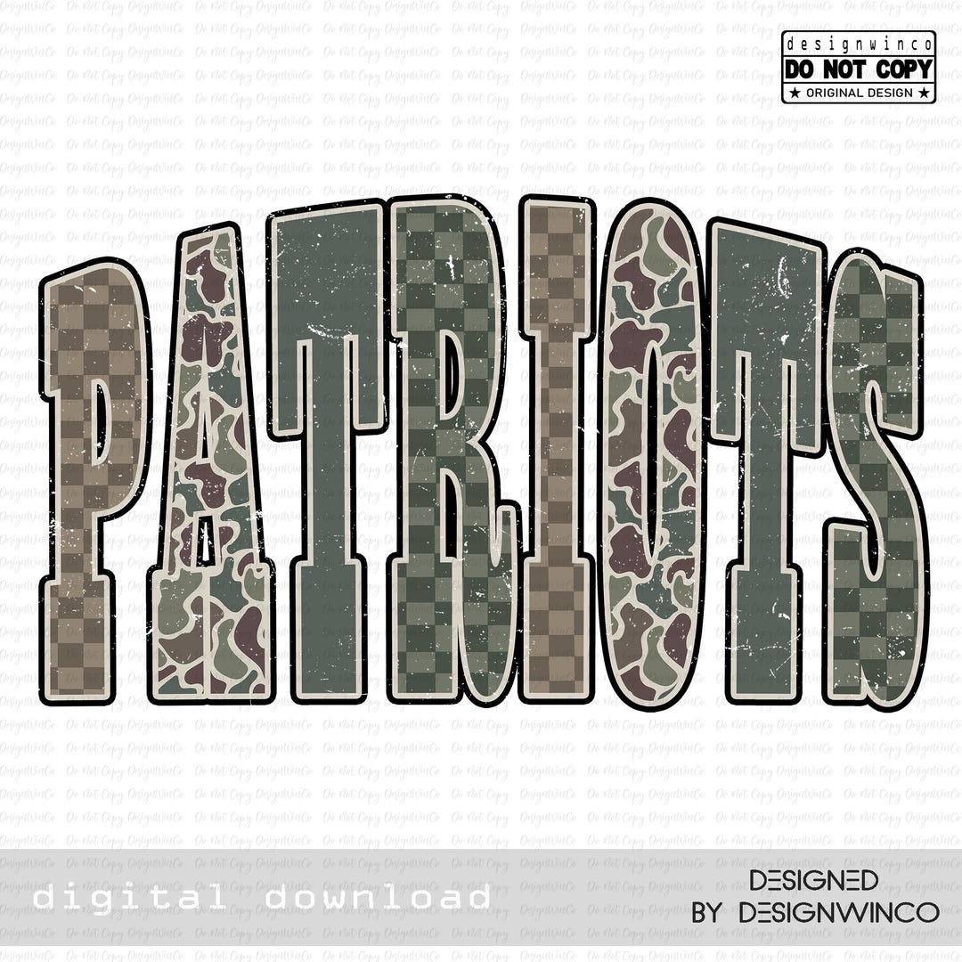 Patriots PNG, Camo Mascot Design, Distressed Varsity Team Spirit ...