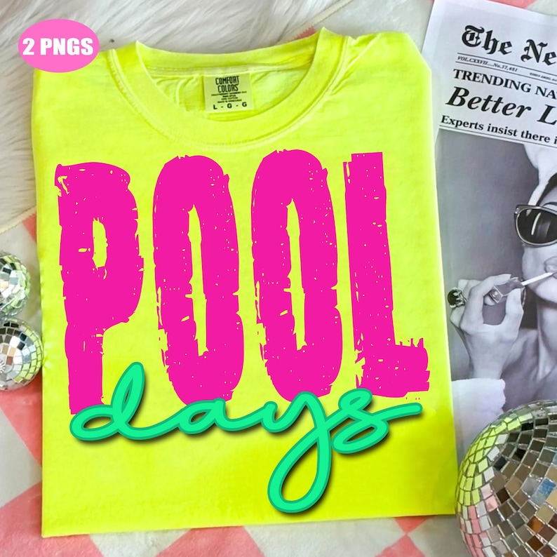 Pool Days PNG, Retro Neon Summer Text PNG, Fun Pool Quote Sublimation ...