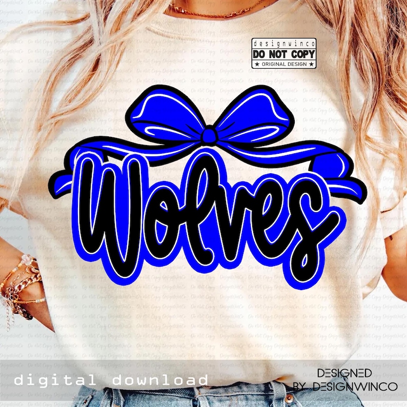 Wolves Mascot PNG, Cheer Bow PNG, School Spirit Team Pride Shirt Design ...