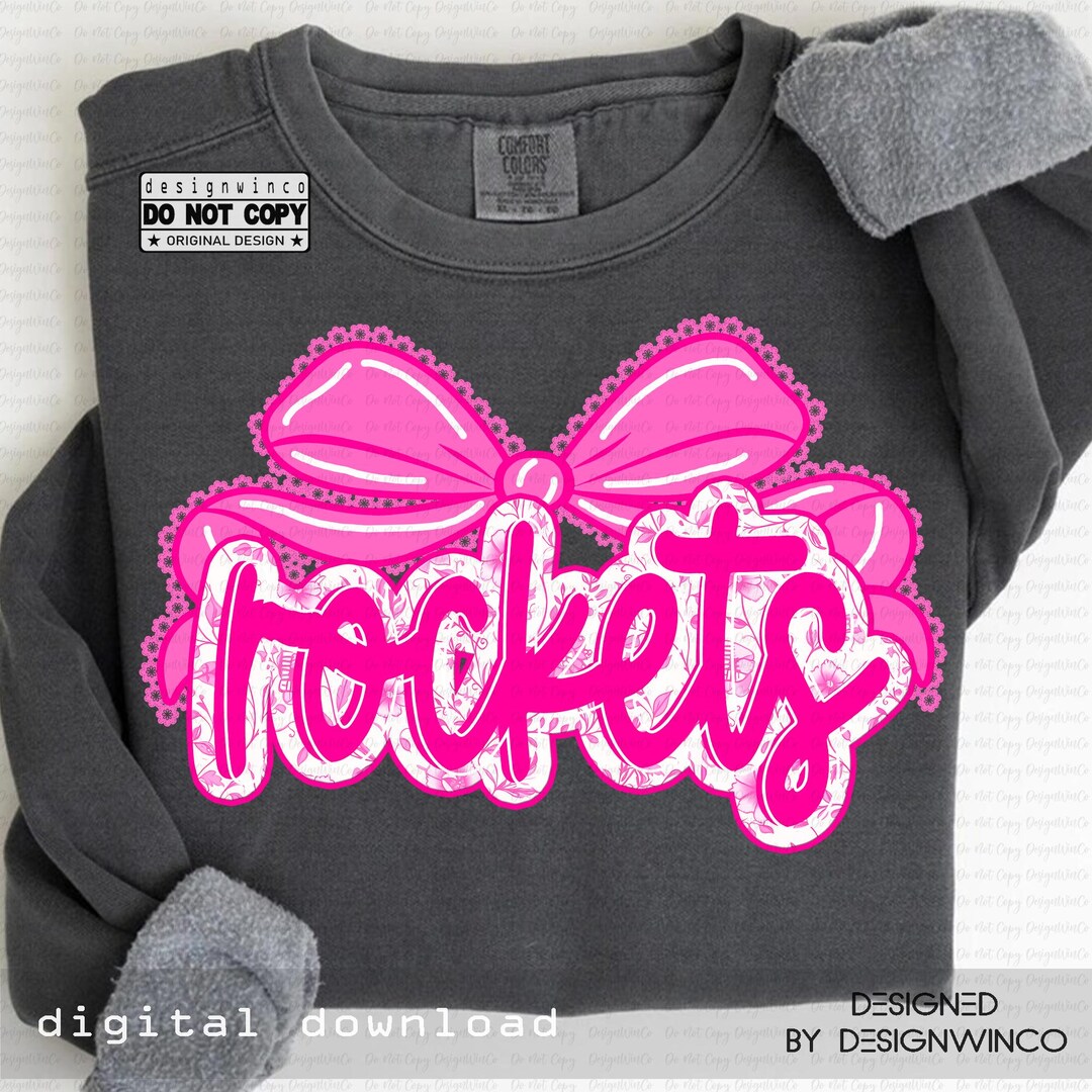 Rockets Mascot PNG, Floral Toile Lace Bow PNG, Preppy Coquette School ...