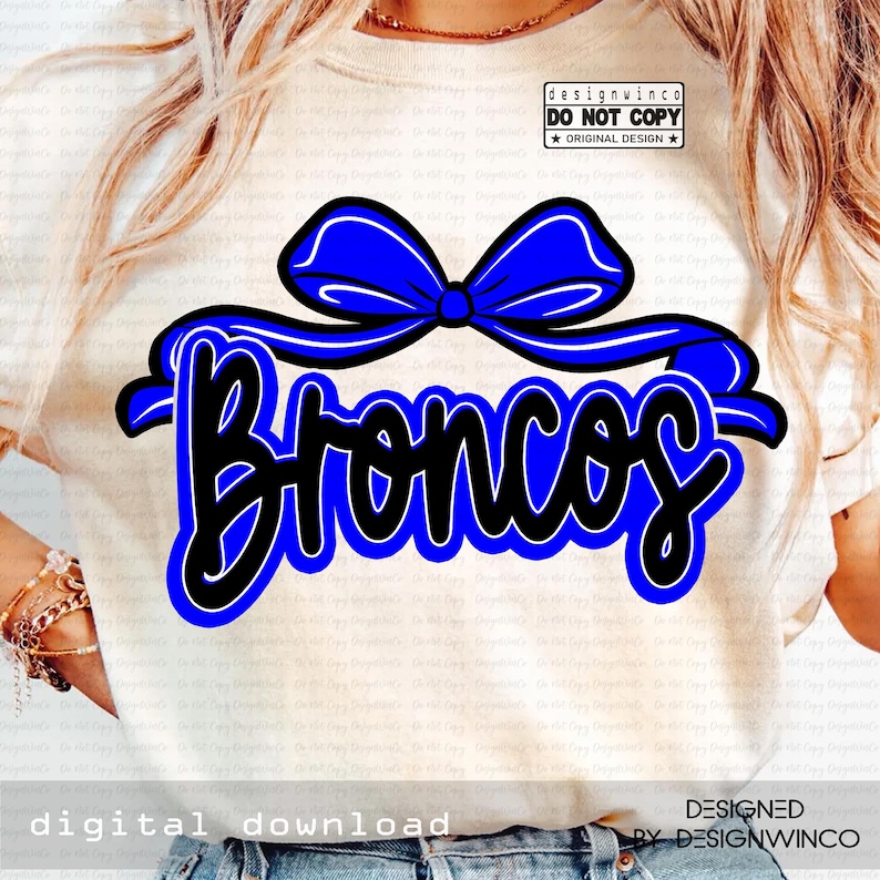 Broncos Mascot PNG, Cheer Bow PNG, School Spirit Team Pride Shirt ...