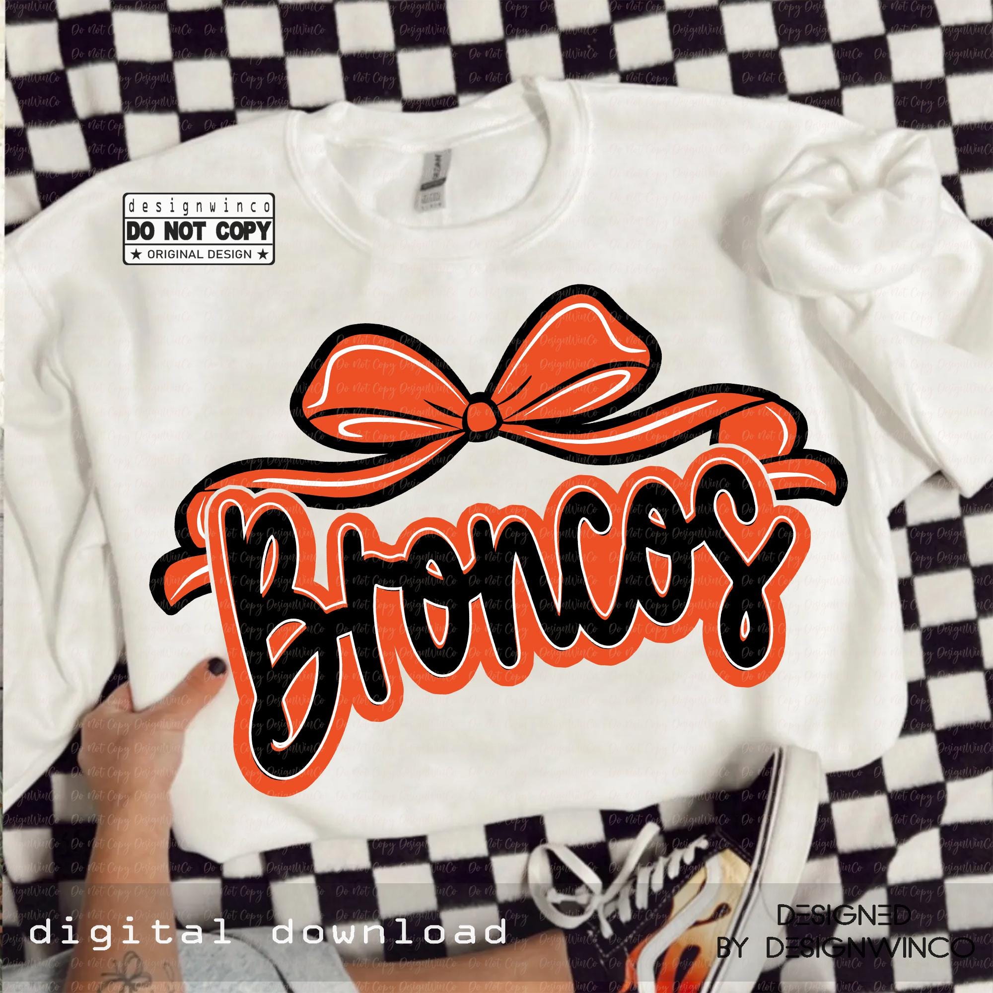 Broncos Mascot PNG, Cheer Bow PNG, School Spirit Team Pride Shirt ...