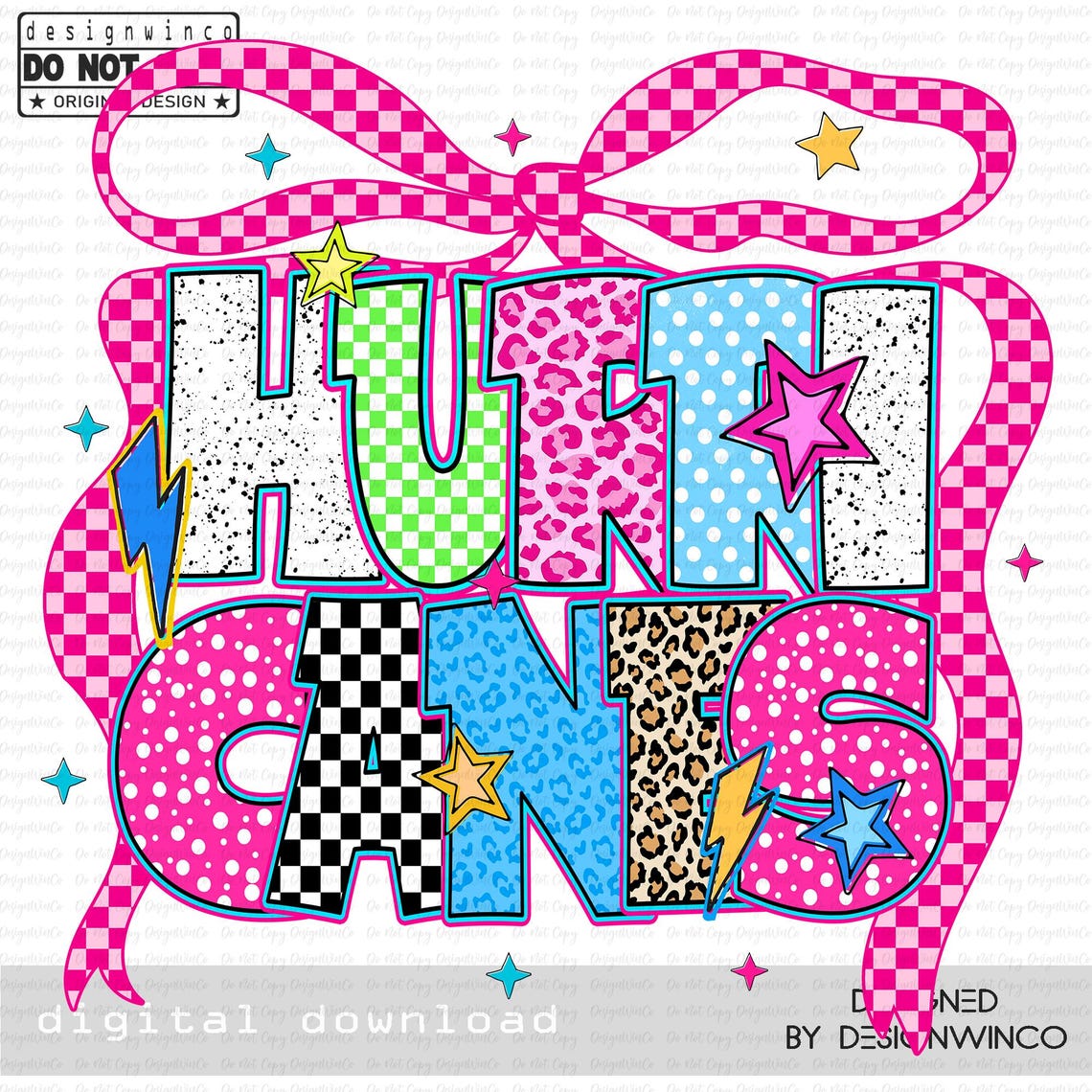 Hurricanes Mascot PNG, Lightning Bolt PNG, Retro Checkered Coquette Bow ...