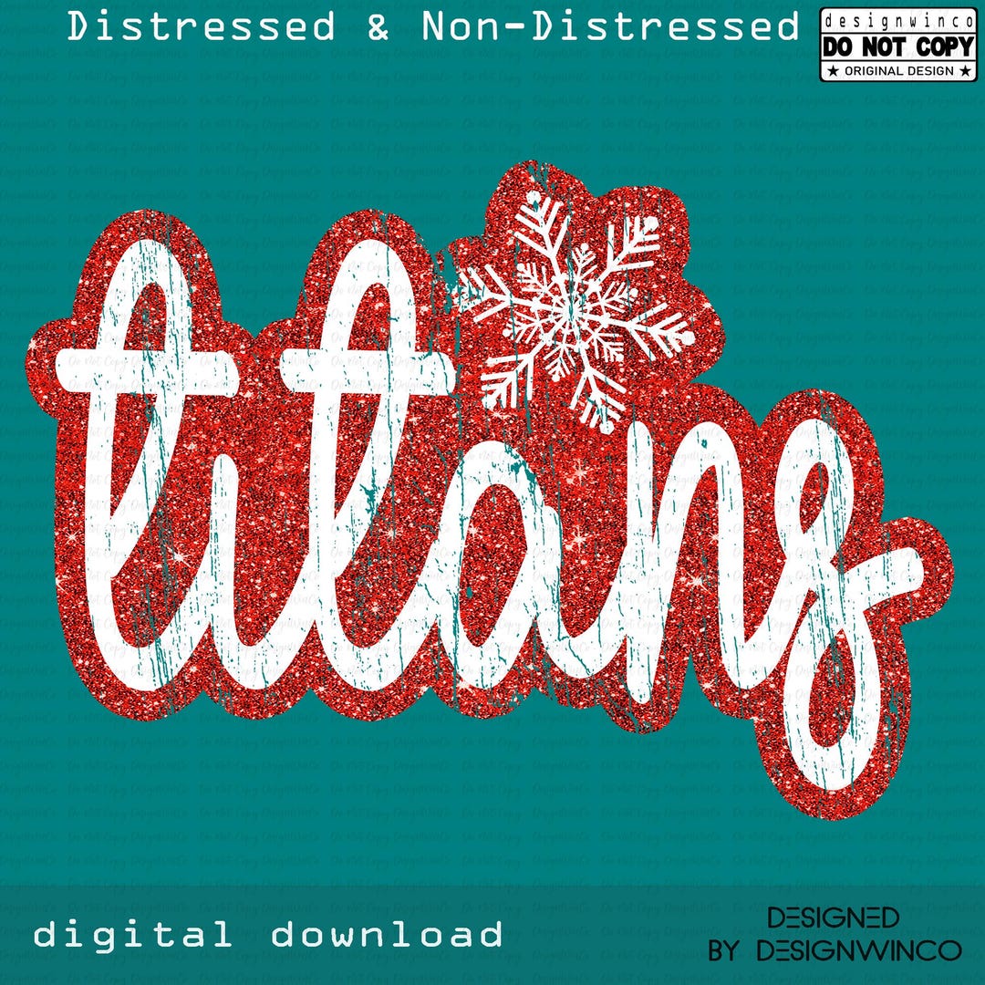 Titans PNG, Red Glitter Holiday Snowflake Mascot PNG, Retro Distressed ...