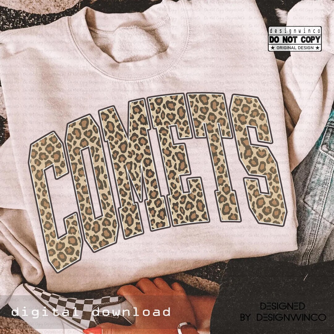 Comets Mascot PNG, Leopard Print School Spirit Team Pride Design ...
