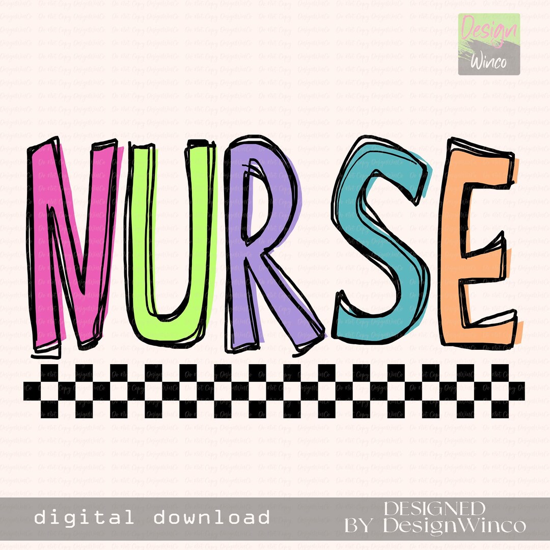 Neon Nurse PNG, Pastel Nurse Sublimation, Checkerboard Cute Nurse Shirt ...