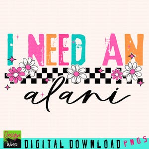 I Need an Alani PNG, Retro Y2K Checkerboard Daisy PNG, Cute Caffeine ...