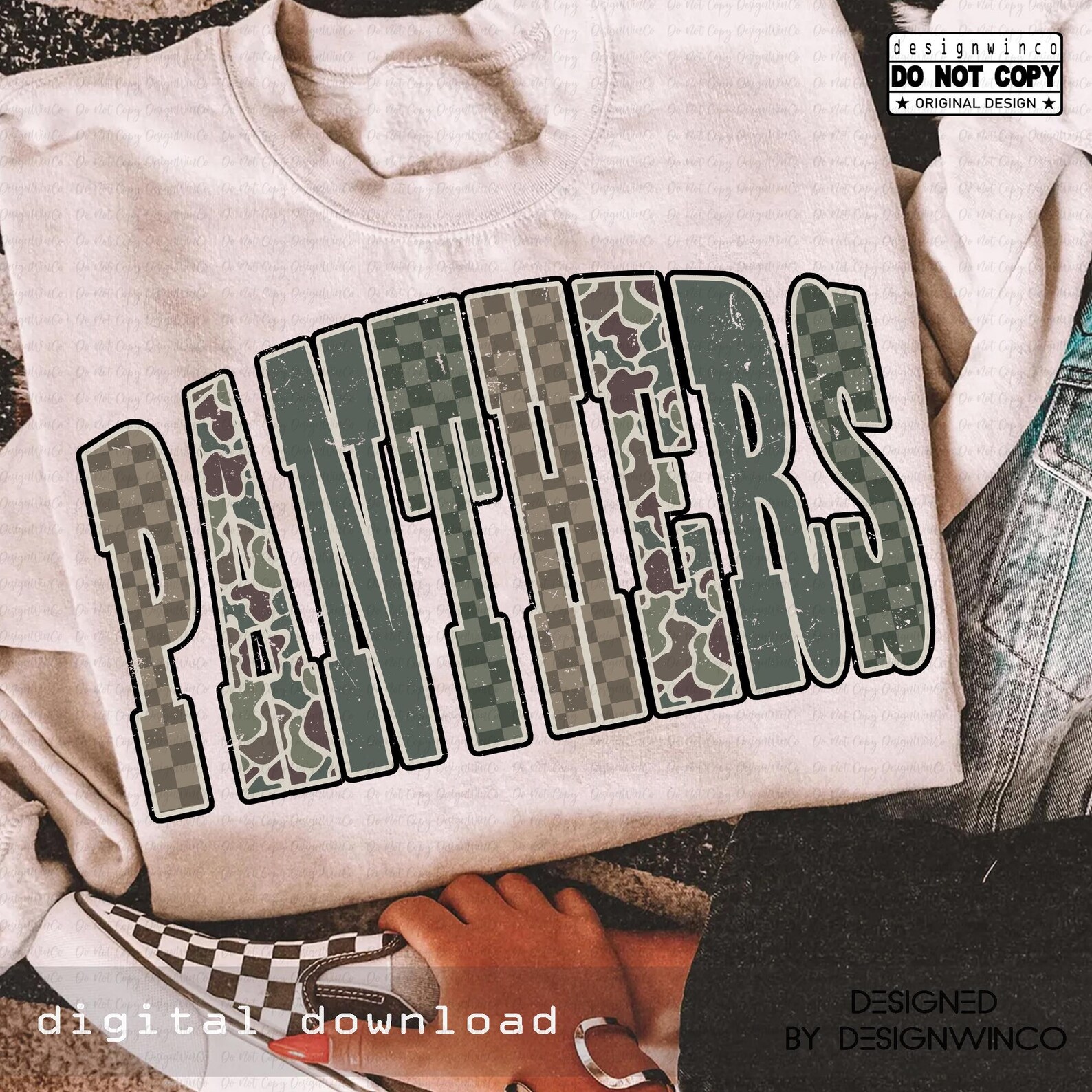 Panthers PNG, Camo Mascot Design, Distressed Varsity Team Spirit ...