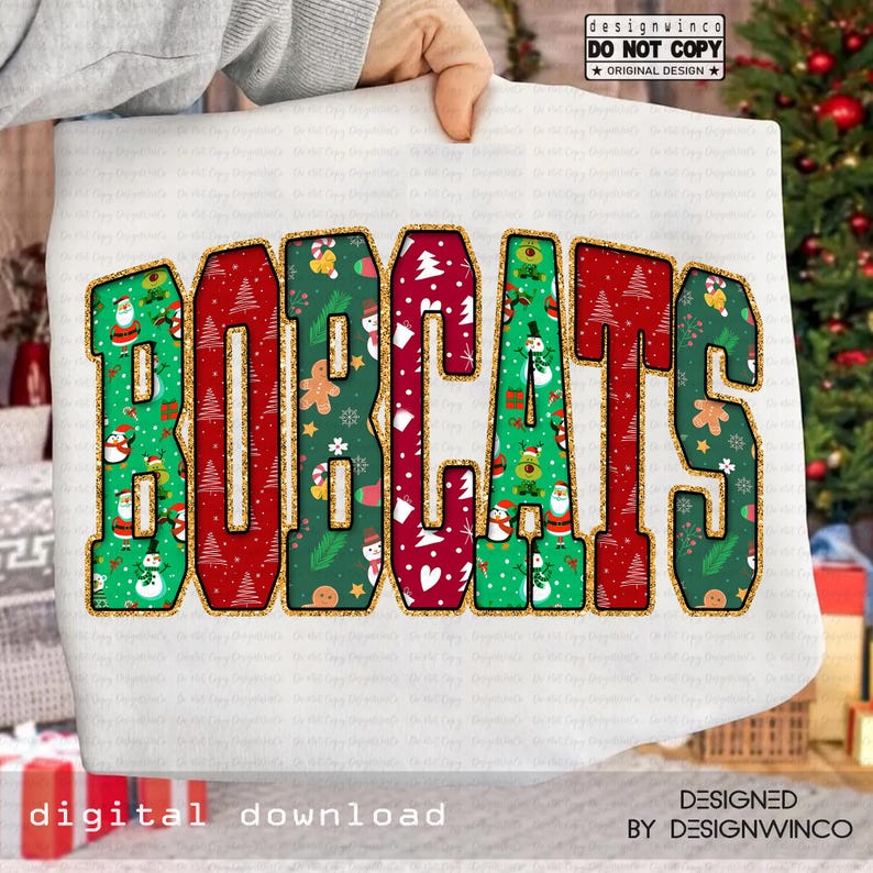 Bobcats Christmas PNG, Santa Mascot Sport Sublimation, Red Green ...