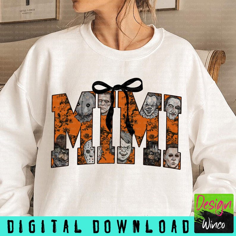 MIMI Halloween PNG, Horror Movie Character PNG, Spooky Grandma Shirt ...
