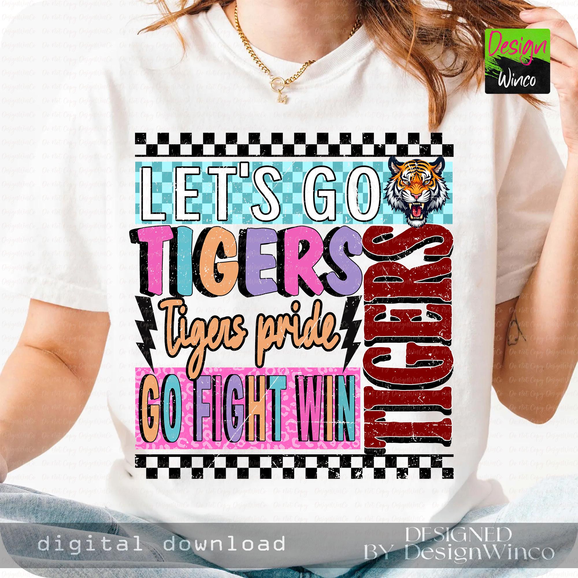 Tigers PNG, Retro Neon Tigers Mascot PNG, Edgy Tigers Pride Shirt ...