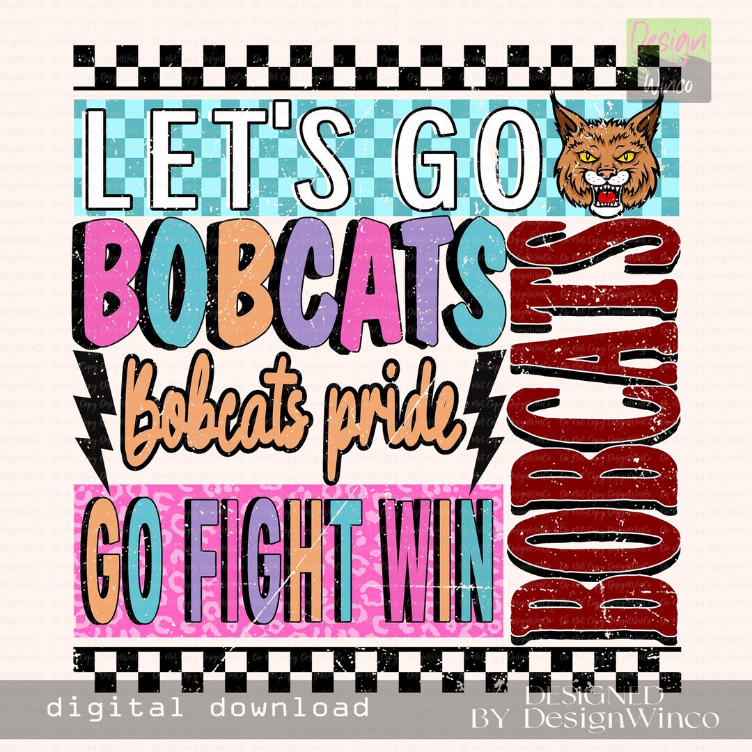 Bobcats PNG, Retro Neon Bobcats Mascot PNG, Edgy Bobcats Pride Shirt ...