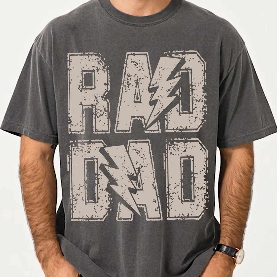 Rad Dad PNG, Grunge Retro Lightning Bolt PNG, Cool Dad Shirt Design for ...