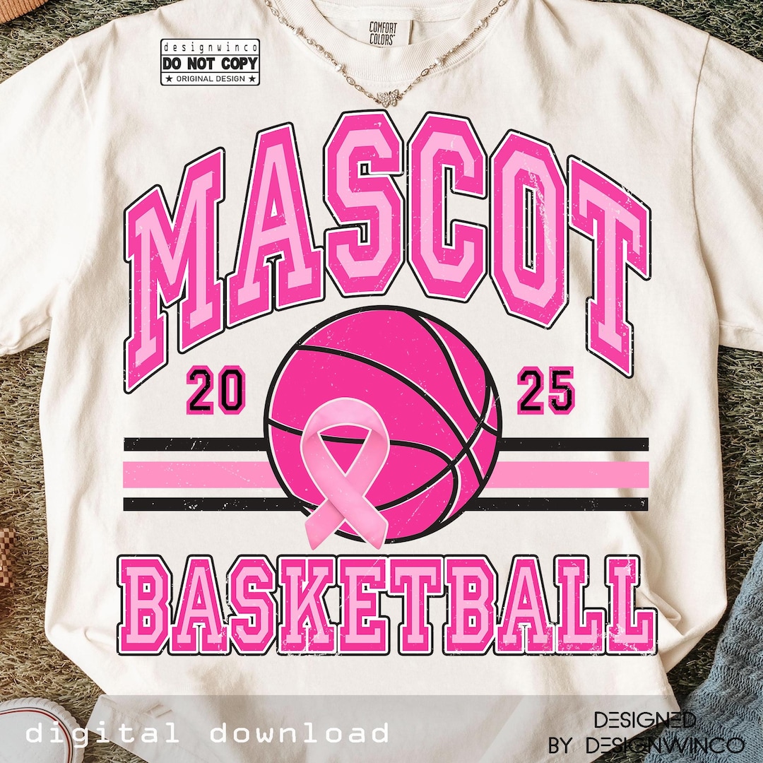 Custom Pink Out Mascot Basketball PNG, Breast Cancer Awareness Game Day ...
