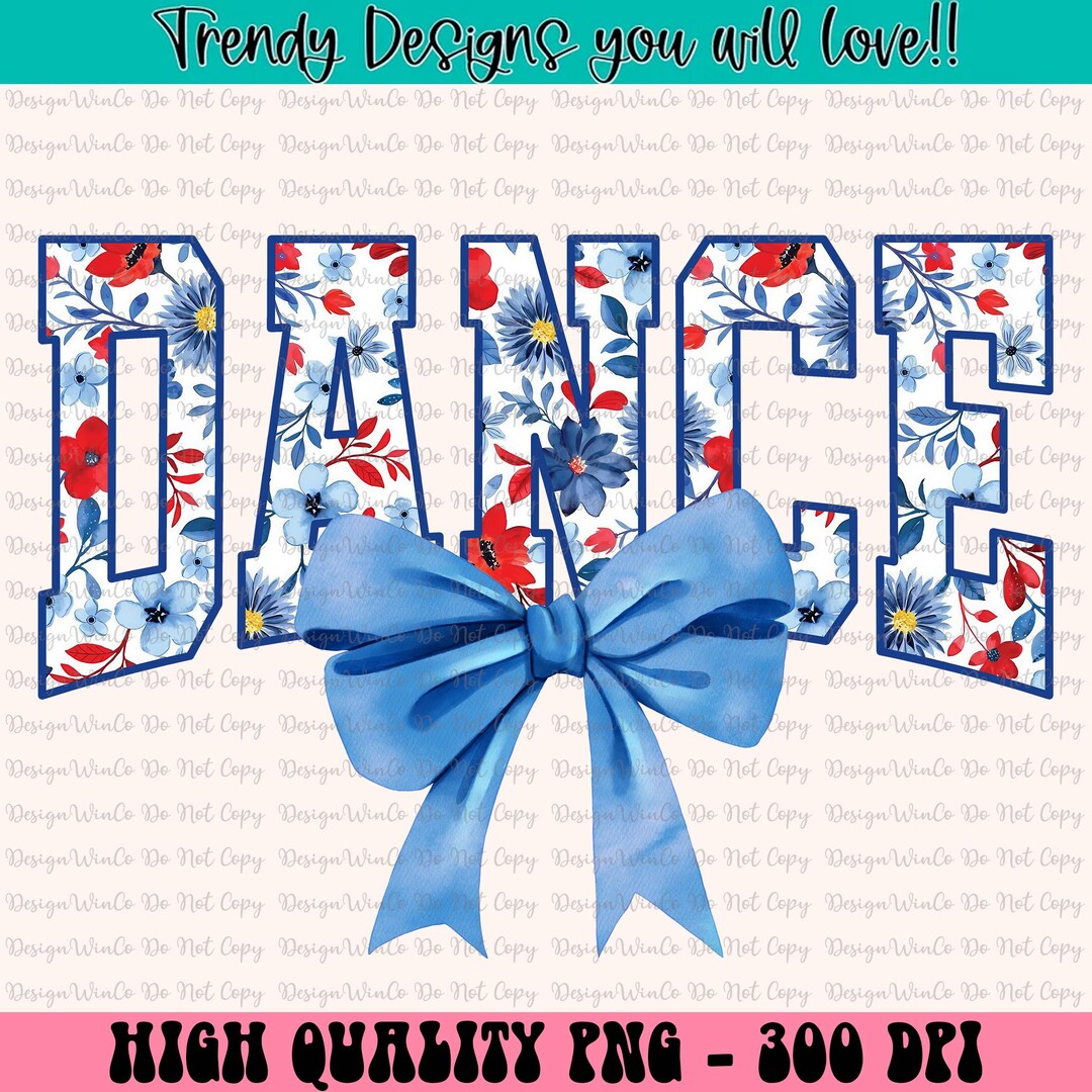 DANCE 4th of July USA PNG, Dance Floral Toile Red White Blue Water ...