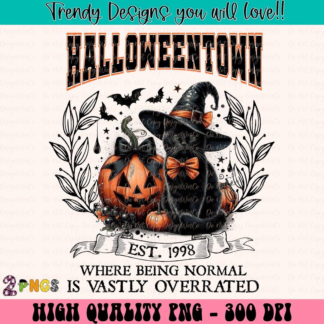 Halloweentown Cat PNG, Witch Hat Pumpkin Gothic PNG, Black Cat ...