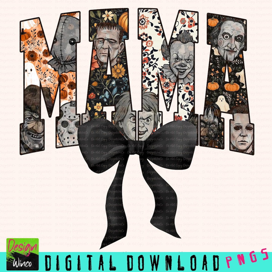 Mama Horror PNG, Vintage Floral Halloween PNG, Creepy Cute Mom Gift ...