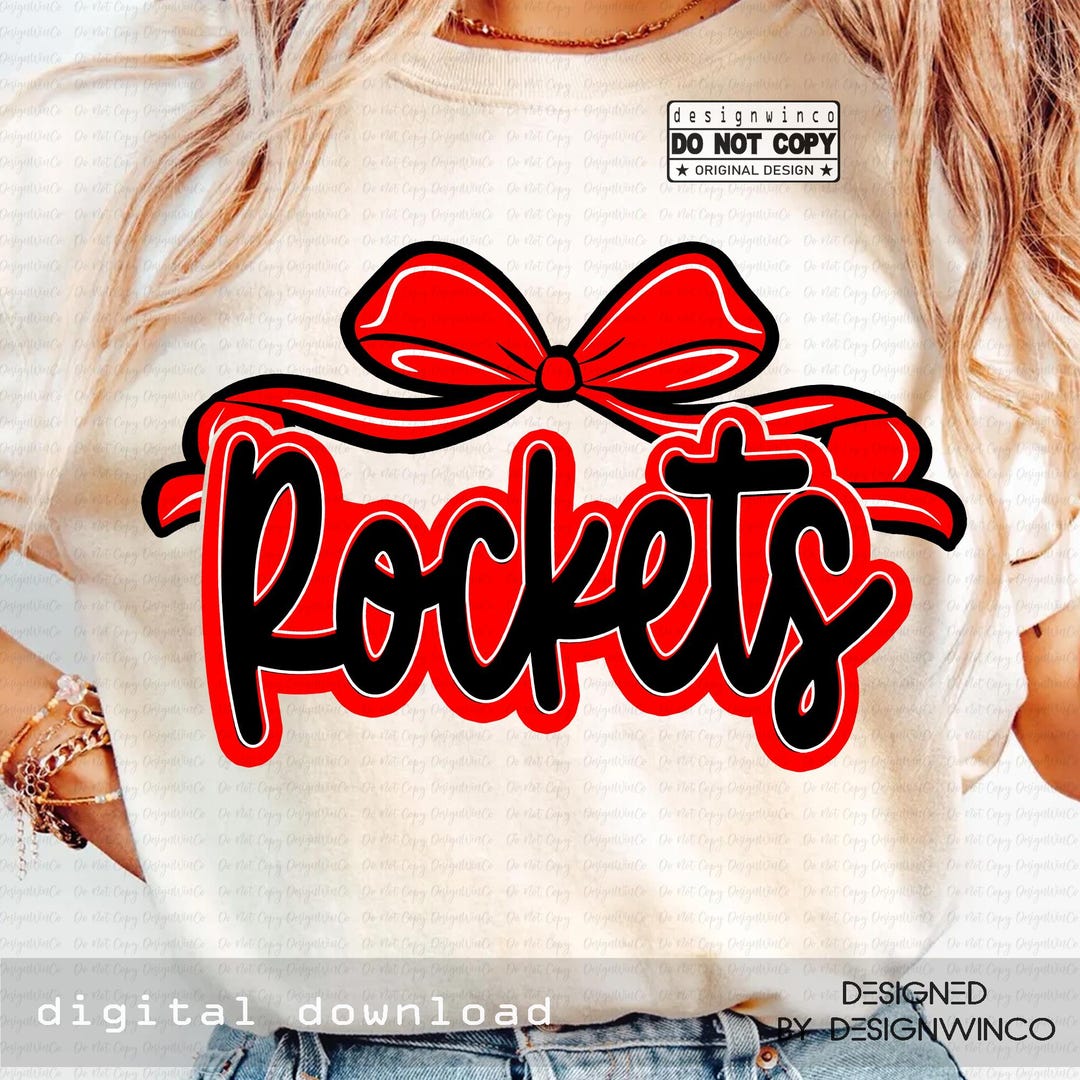 Rockets Mascot PNG, Cheer Bow PNG, School Spirit Team Pride Shirt ...