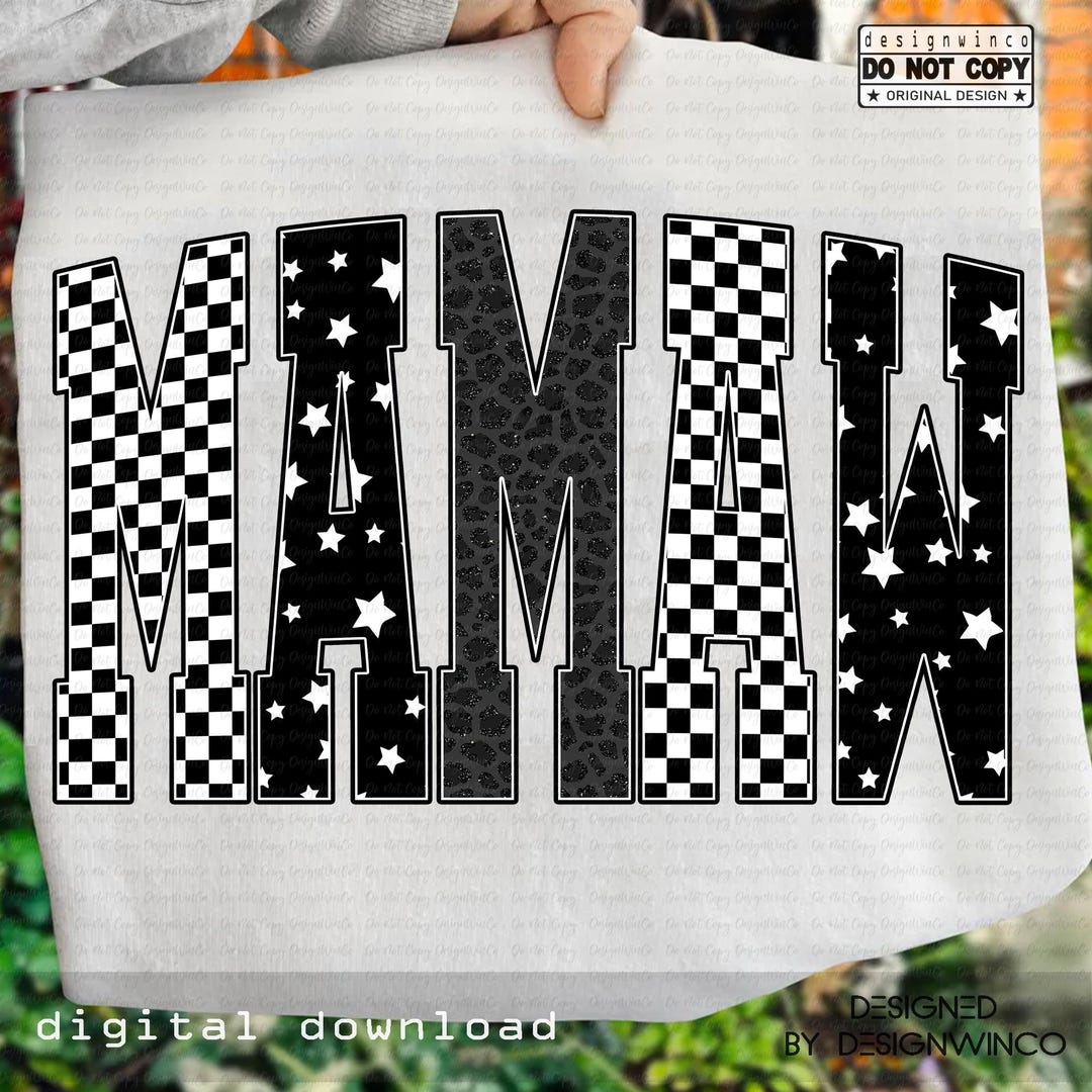 Mamaw PNG, Retro Checkered Leopard Star Letters, Southern Grandma Shirt ...