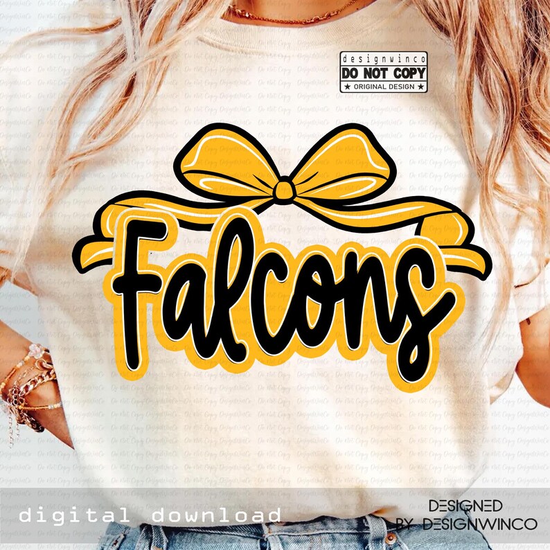 Falcons Mascot PNG, Cheer Bow PNG, School Spirit Team Pride Shirt ...