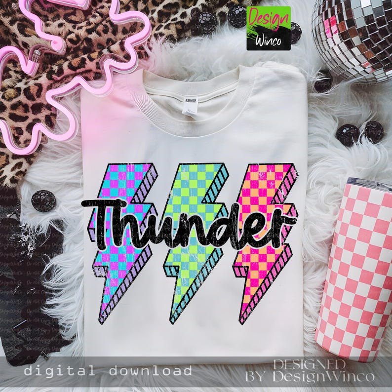 Thunder Png, Checkered Lightning Bolt Png, Retro Thunder Sublimation ...