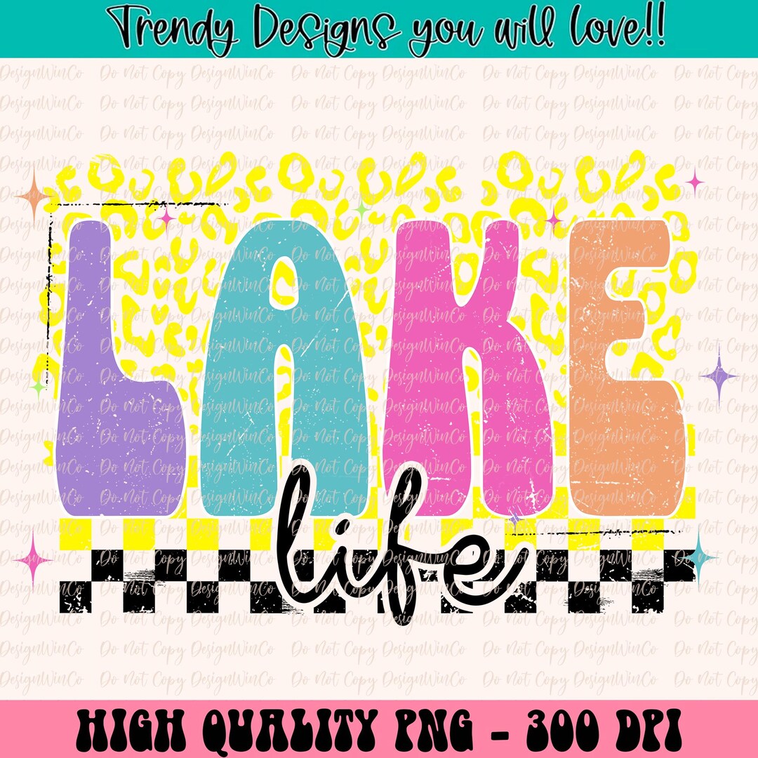 Checkered Summer Lake Life Beach Life PNG Summer PNG Neon Trendy Summer ...