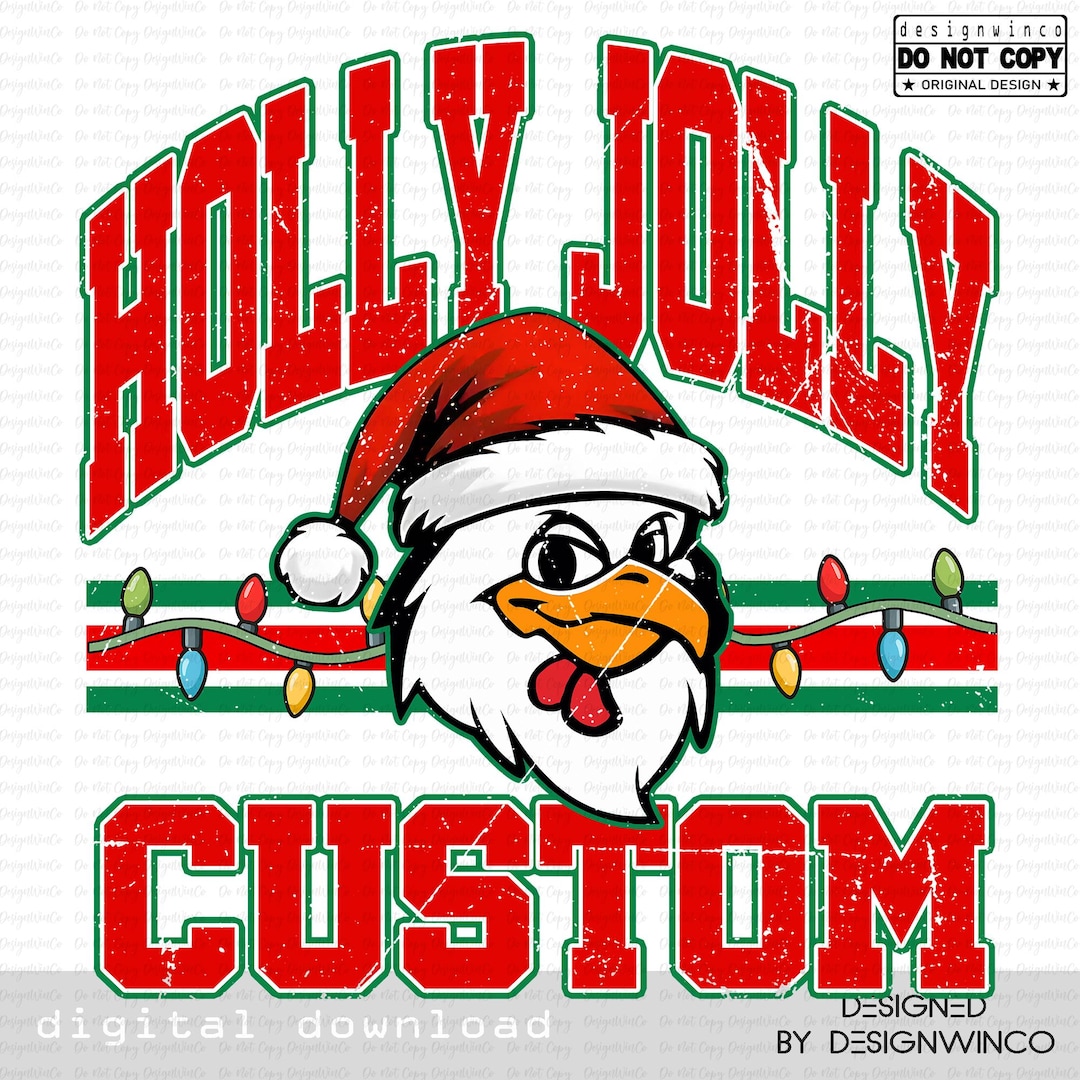 Holly Jolly Custom Mascot PNG, Retro Christmas Team Logo Design, Santa ...