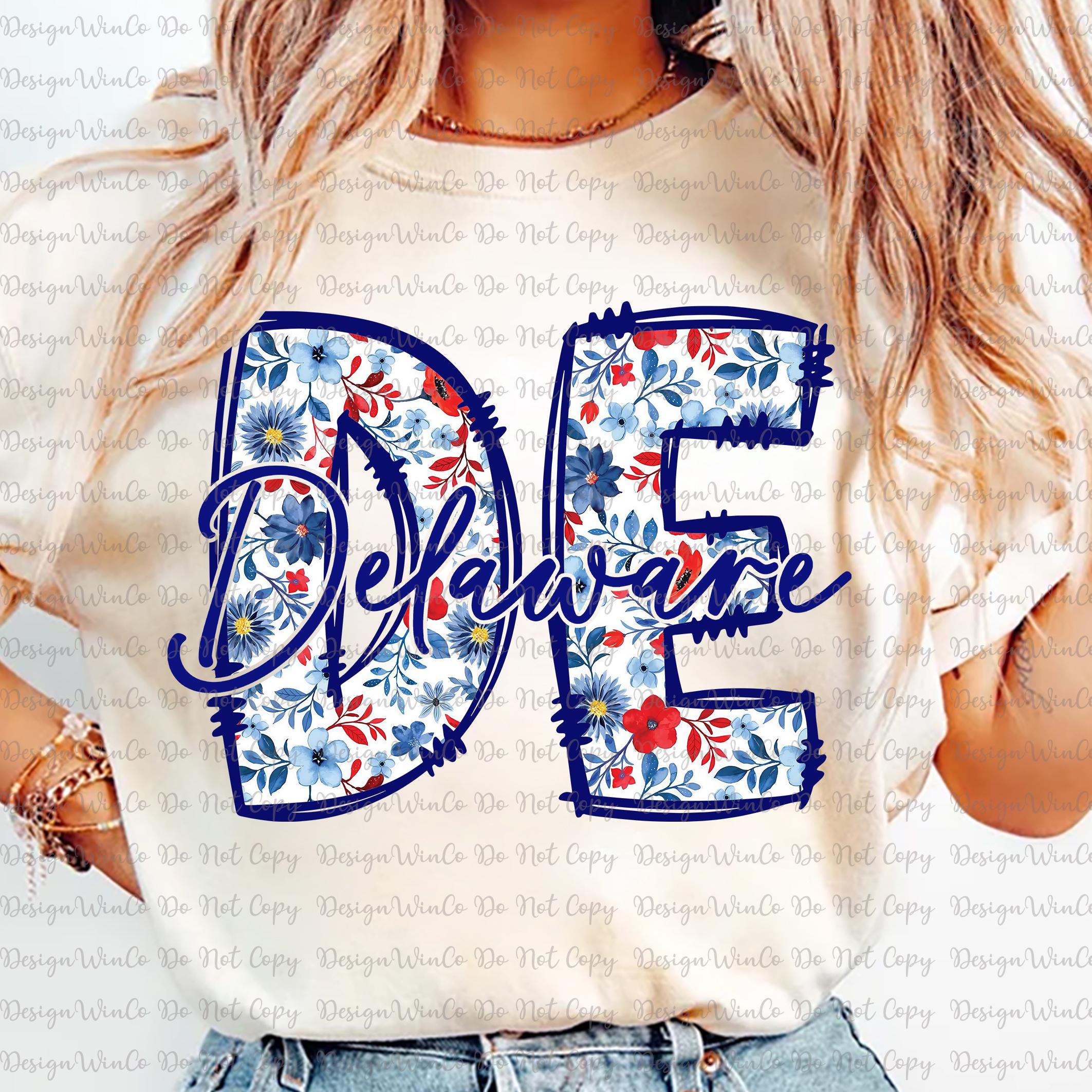Delaware 4th of July USA PNG, Delaware Floral Toile Red White Blue ...