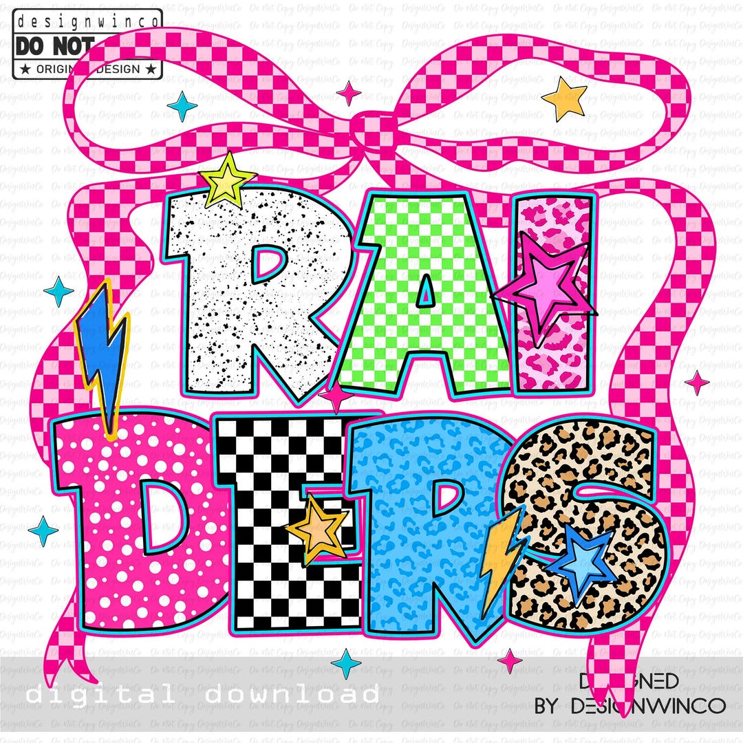 Raiders Mascot PNG, Lightning Bolt PNG, Retro Checkered Coquette Bow ...